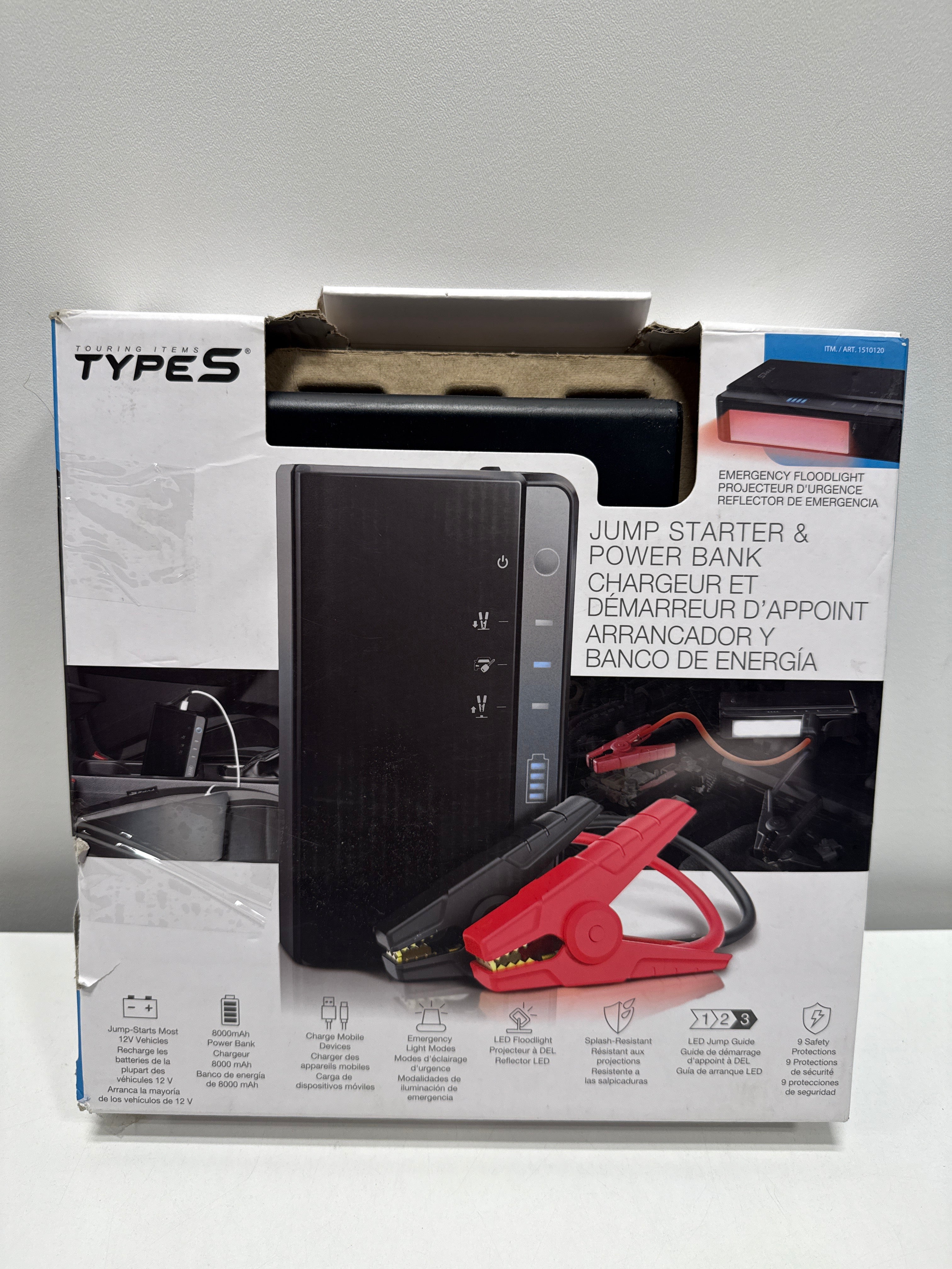 Type S Portable Jump Starter & Power Bank with Emergency Multimode Flo ...