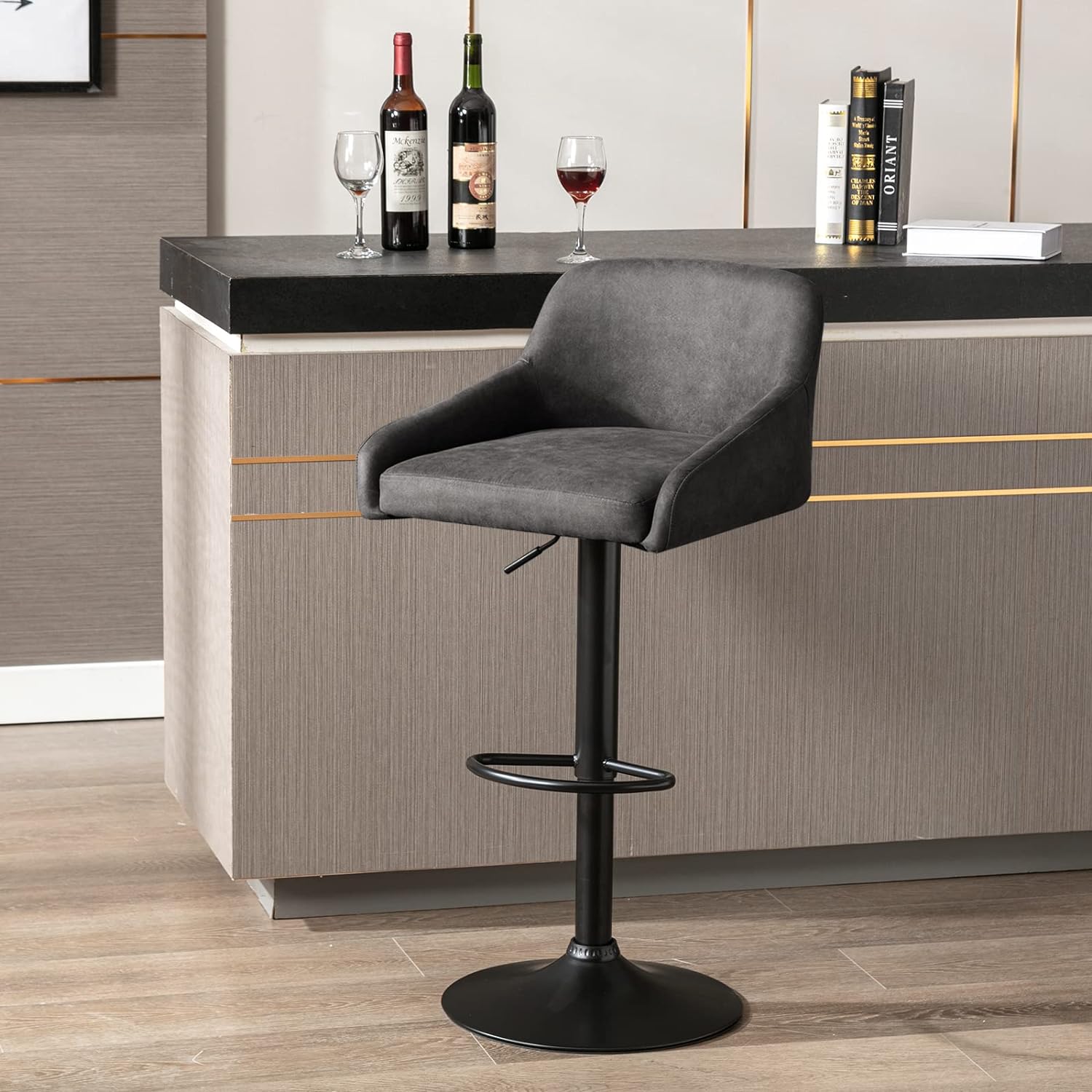 Fefances Bar Stools Counter Height Bar Stool Faux PU Swivel Bar Stools ...